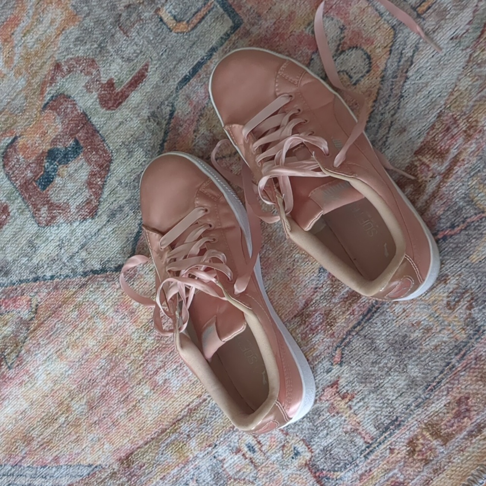 Puma 7.5 Soft Pink Satin Platform Sneakers - Gem